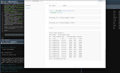 r markdown rmarkdown code chunk works in preview but not when build