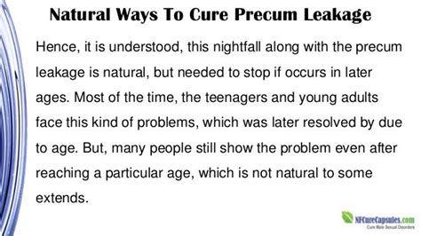 Natural Ways To Cure Precum Leakage And Treat Nightfall Problem In Men