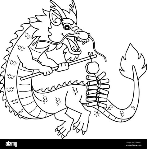 Year Of The Dragon Fireworks Isolated Coloring Stock Vector Image And Art