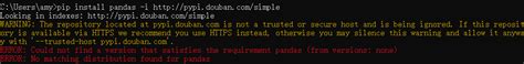 python换源安装报错：error no matching distribution found for pandas csdn博客