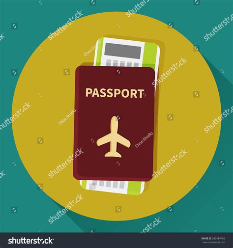 Passport Boarding Pass Ticket Icon Flat Stock Vector Royalty Free