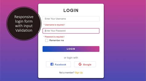 How To Create A Responsive Login Form With User Input Validation Youtube