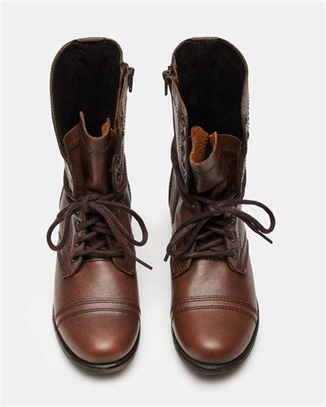 Troopa Brown Leather Combat Boots Womens Leather Combat Boots