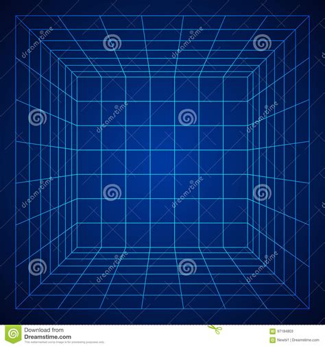 Wireframe Mesh Cube Stock Vector Illustration Of Network 97184803