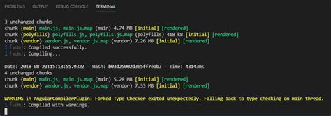 angular warning in angularcompilerplugin forked type checker exited