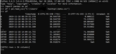 python pandas from csv is not importing part of a column stack