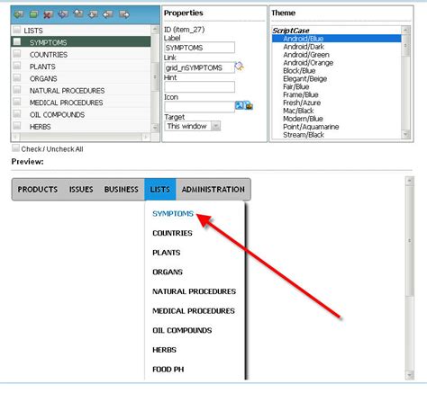 menu items do not show up menu menu tree scriptcase