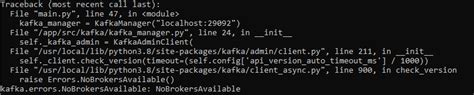 python kafka errors nobrokersavailable nobrokersavailable stack