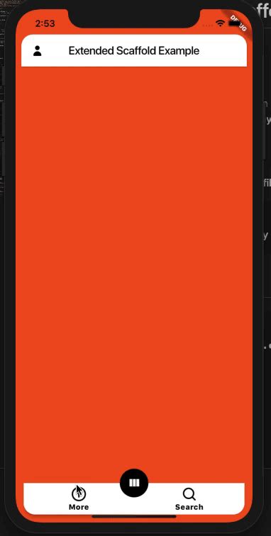 a custom extended scaffold with expandable and floating navigation bar
