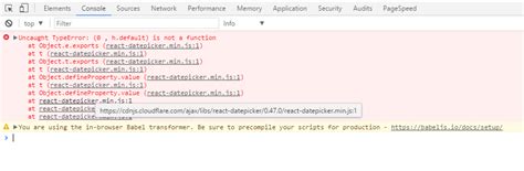 reactjs including react datepicker through cdn through