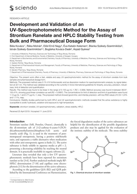 Pdf Development And Validation Of An Uv Spectrophotometric Method For