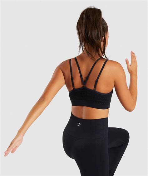 Gymshark Energy Seamless Sports Bra Black 2 Black Sports Bra