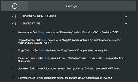 shelly1 configured as detached edge switch configuration