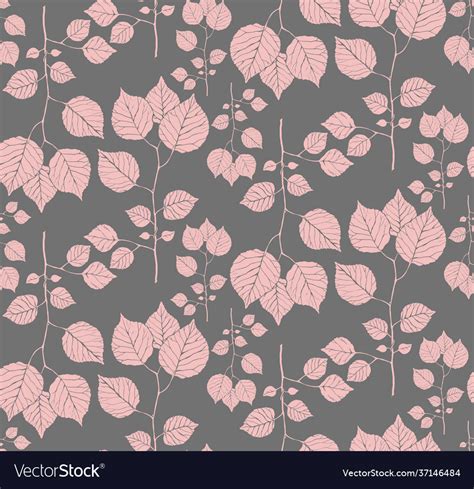 Seamless Pattern With Hand Drawn Twigs With Leaves