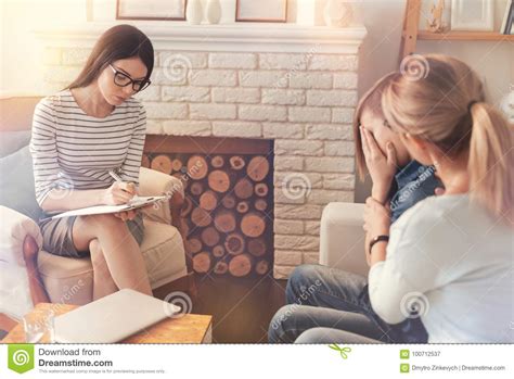Professional Psychologist Having A Psychological Session Stock Image