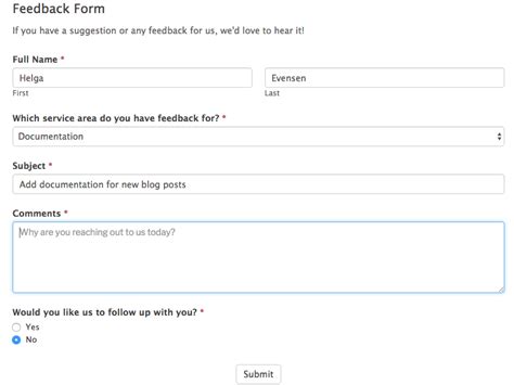 customer feedback form template formidable forms