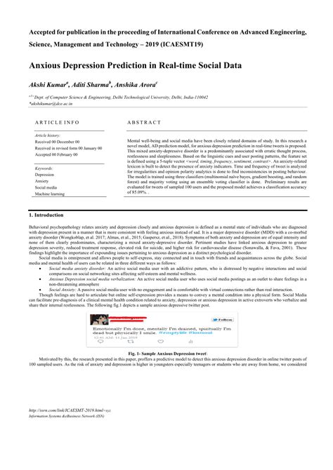 Pdf Anxious Depression Prediction In Real Time Social Data