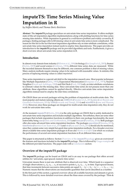 Pdf Imputets Time Series Missing Value Imputation In R