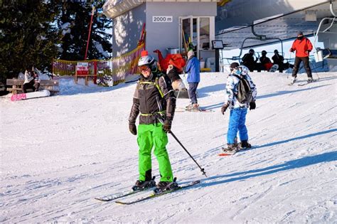 Men Skiing And Snowbording On Ski Resort Penken Park Austria Editorial