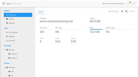 how to install ajenti server admin panel inmotion hosting support center