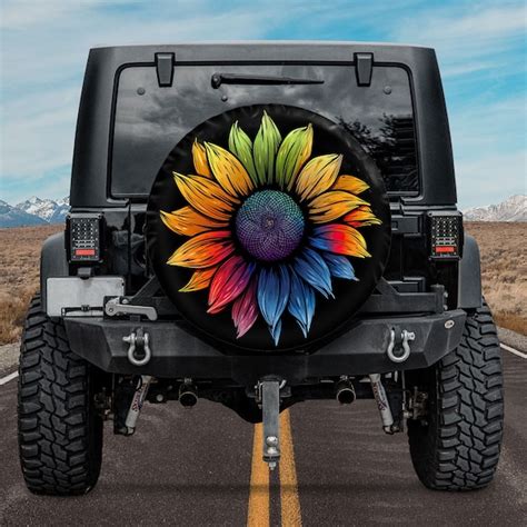 Sunflower American Flag Tire Cover Etsy