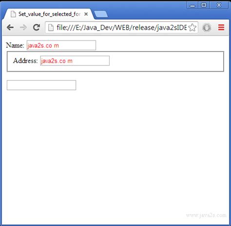 set value for selected form input in jquery