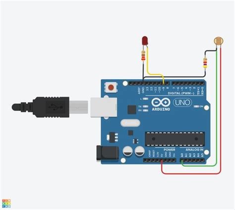 light sensor photoresistor with arduino in tinkercad 5