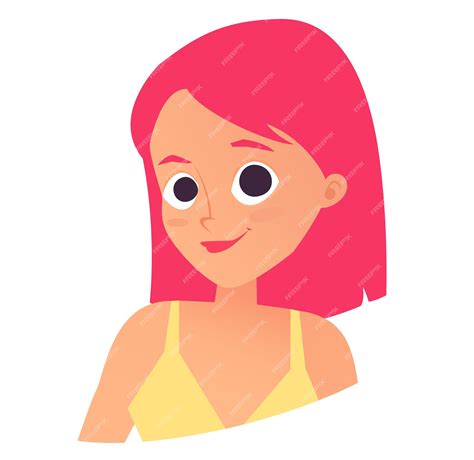 Premium Vector Cute Cartoon Female Avatar Summer Woman Character