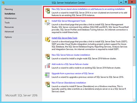 installing sql server 2016 with r services in a development environment