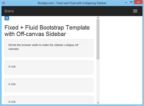 javascript fixed fluid bootstrap template with off canvas sidebar