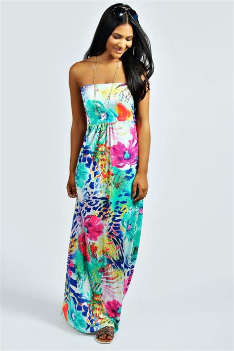 Gina Printed Bandeau Maxi Dress At