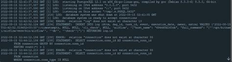 postgresql error relation log does not exist at character 13 when