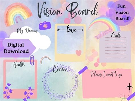 Vision Board Printable Manifesting Digital Printables Digital