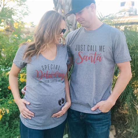 Christmas Pregnancy Announcement Shirts Couple Shirt Set Etsy