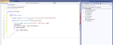 c use sql connection in a separate file in azure