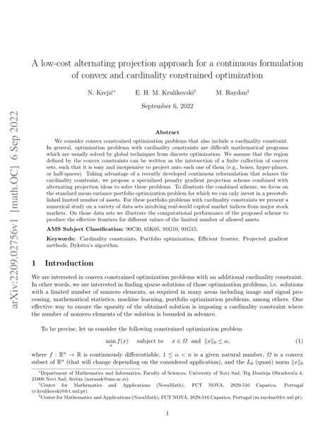 Pdf A Low Cost Alternating Projection Approach For A Continuous