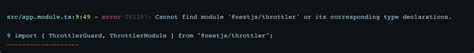 cannot find module nestjs throttler or its corresponding type