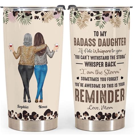Personalized Mom Daughter Tumbler To My Badass Daughter If