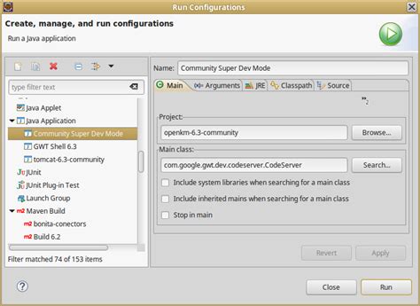 select arguments tab and set the program arguments