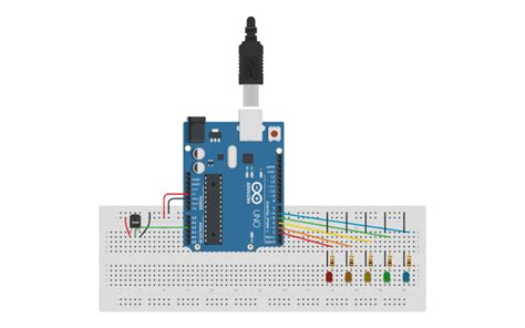 circuit design thermomètre arduino avec leds tinkercad