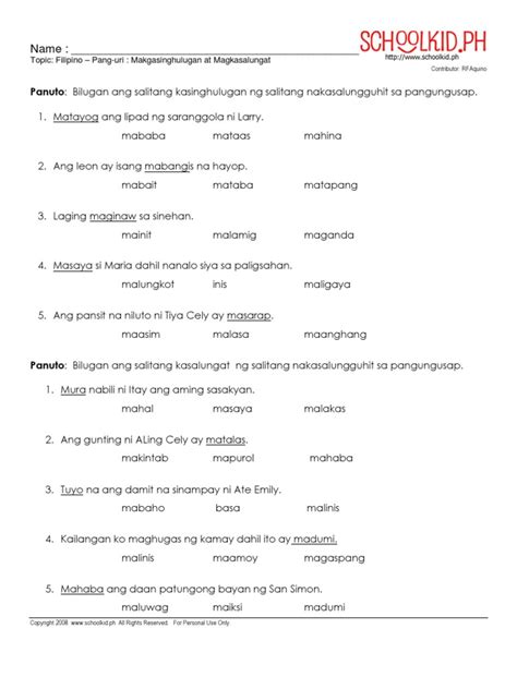 Magkasalungat Worksheet For Grade 1