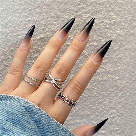 Andging Press On Nails Short Medium Stiletto Fake Nails