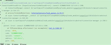 connectionrefusederror [sequelizeconnectionrefusederror] connect