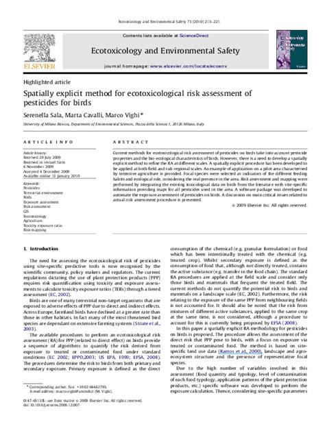 Pdf Spatially Explicit Method For Ecotoxicological Risk Assessment Of