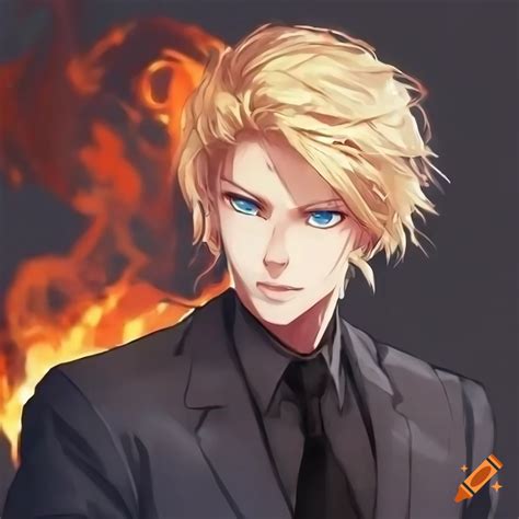 Anime Style Portrait Of A Guy With Blond Hair And Blue Eyes On Craiyon