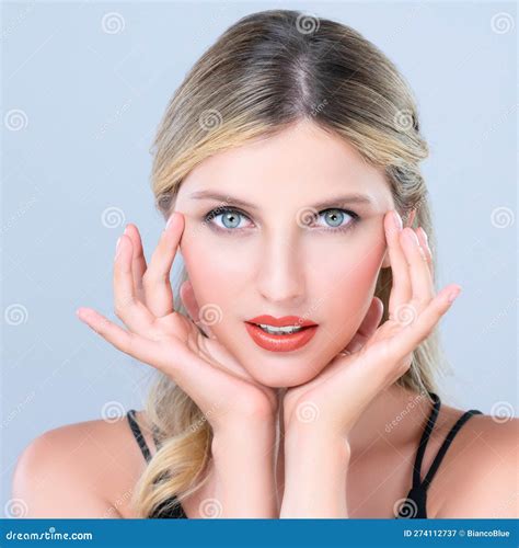 Closeup Beautiful Woman With Alluring Perfect Smooth And Clean Skin