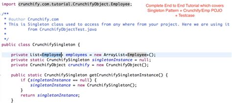 complete end to end java tutorial with singleton object employee
