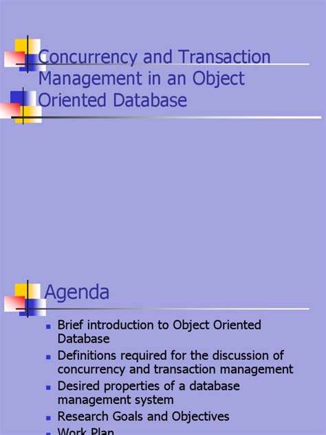 concurrency and transaction management in an object oriented database