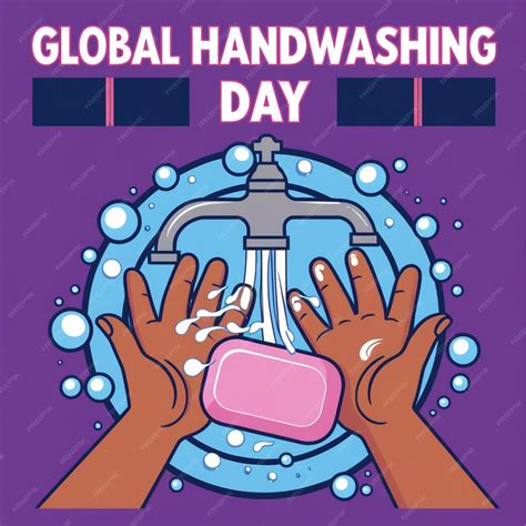 Global Handwashing Day Campaign With Hands Using Soap Bar And Water