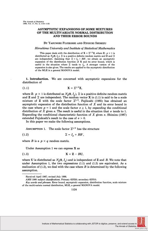 Pdf Asymptotic Expansions Of Some Mixtures Of The Multivariate Normal